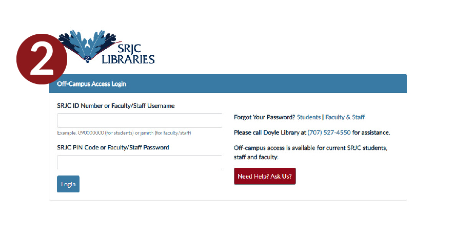 Login / Off-Campus Help (SRJC Libraries) | SRJC Libraries